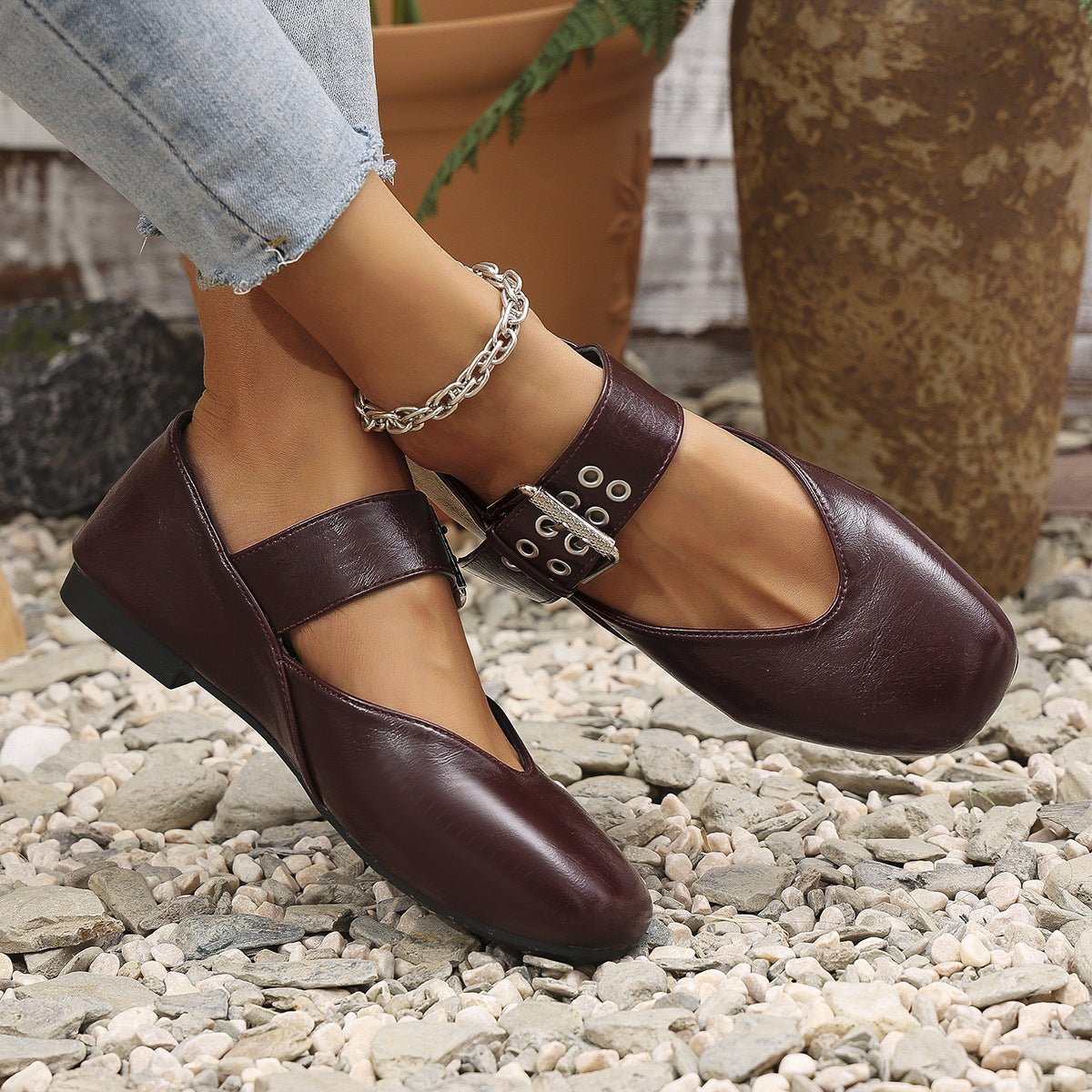 Merlot Mary Jane Flats – Allen & Moore